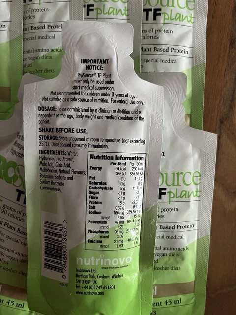 NUTRINOVO PROSOURCE TF Plant - 10x Protein Sachets 45ml - Enteral use ...