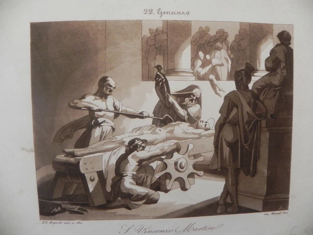 SAN VINCENZO MÁRTIR Calendario Bigioli Wenzel Aguatinta 1841 EUR 35,00 ...