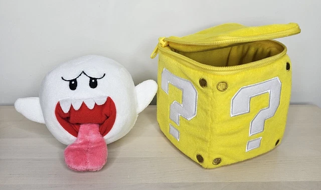 SUPER MARIO BROS Yellow Question Mark Coin Box and Ghost Boo Plush £23. ...