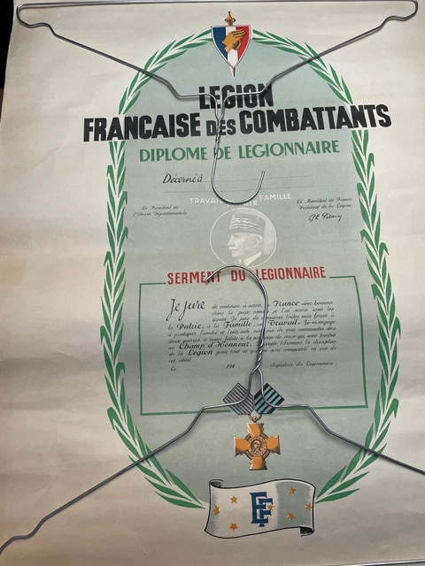 LÉGION FRANÇAISE DES Combattants - Diplôme de légionnaire LVF Elite EUR ...