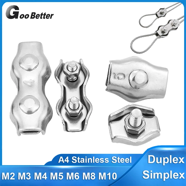 316 STAINLESS STEEL Simplex / Duplex Wire Rope Clips Cable Grips Clamps ...