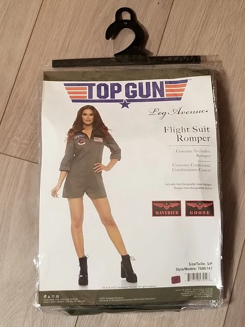 NEW ADULT SMALL Top Gun Sexy Flight Suit Romper Pilot Military Costume ...