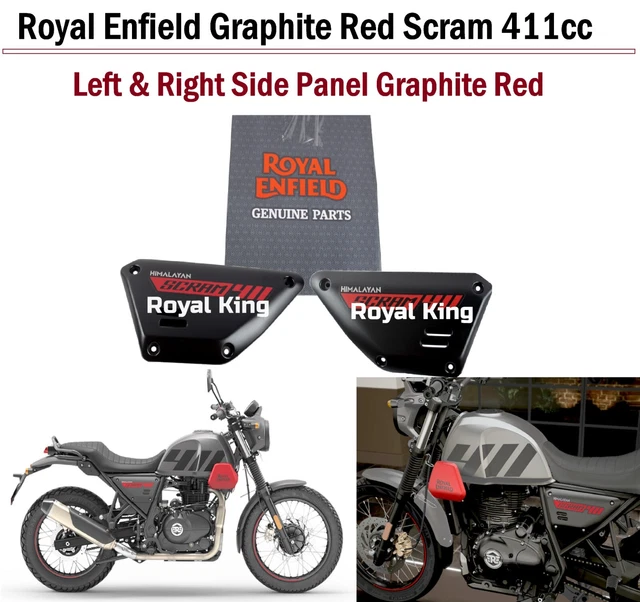 ROYAL ENFIELD &GRAPHITE Red Scram 411" Left & Right "Side Panel With ...