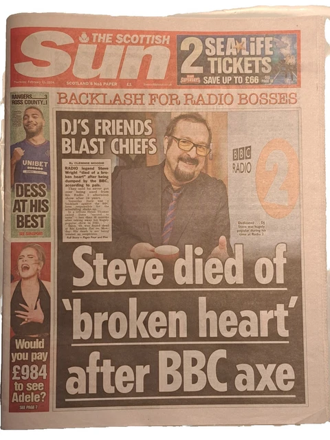 THE SCOTTISH SUN Newspaper 15 February 2024 - RIP, Steve Wright EUR 6 ...