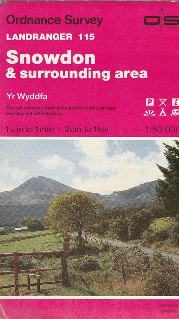 1986 ORDNANCE SURVEY Snowdon Landranger Map Sheet 115 Holiday Tour ...