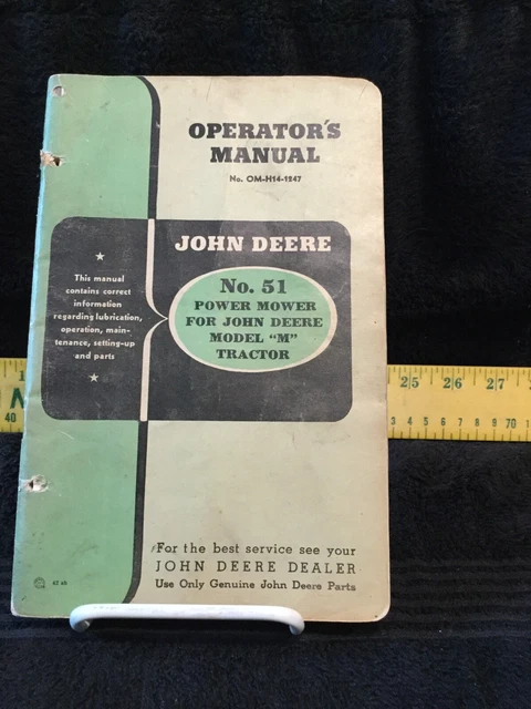 OLD JOHN DEERE Model #51 Power Mower- M Tractor Operator’s Manual- VG ...