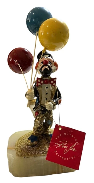 RON LEE CLOWN Figurine HOBO JOE WITH BALLOONS Vintage Sad Clown 24 Gold ...