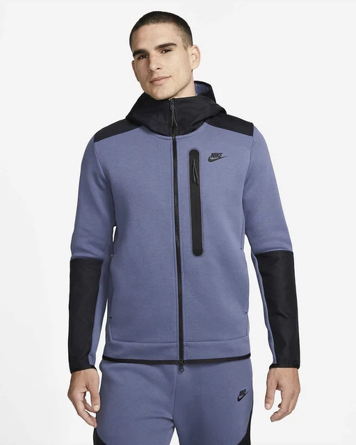 NIKE SPORTSWEAR TECH Fleece Woven Zip Hoodie Sz S/M/L/XL Diffused Blue ...