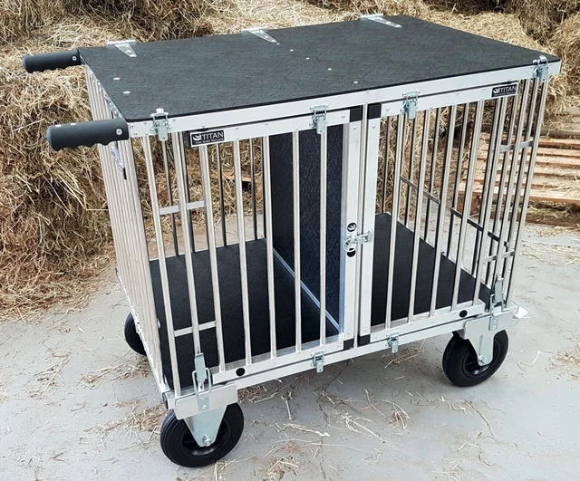 TITAN 2 BERTH MIDI Aluminium Dog Show Trolley - with 8" All Terrain ...