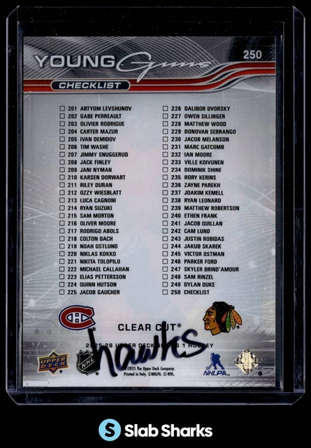 2025 UPPER DECK #250 Ivan Demidov/Levshunov Clear Cut Young Guns Checklist Rc $32.00 - PicClick CA