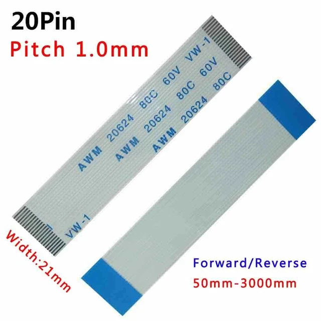 FFC/FPC FLEXIBLE FLAT Cable Pitch 1.0mm 20-Pin 20P 80C 60V VW-1 50 ...
