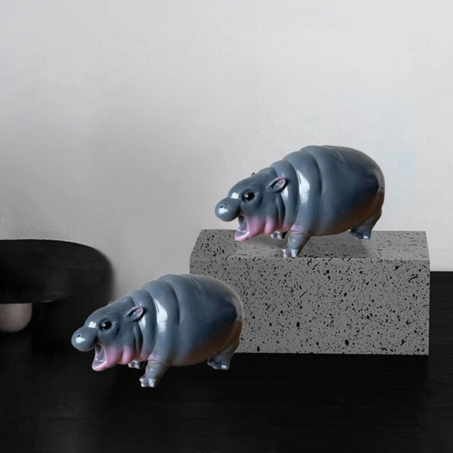 MOO DENG TOY|MOO Deng Hippo,Bouncy Pork Pygmy Hippo Statue,Hippo Resin ...