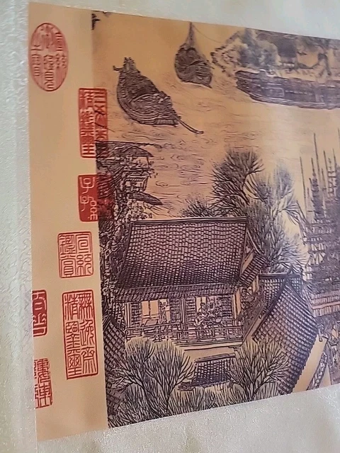 SILK SCROLL PAINTING “Along River During the Qingming” Zhang Zeduan ...