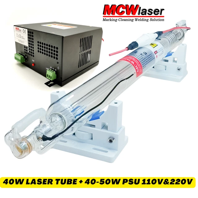 MCWLASER 40W CO2 Laser Tube 70cm + PSU 110V&220V input For Laser ...