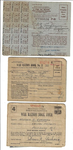 US SECONDE GUERRE Mondiale 1940s Officiel Ration Books Montrant ...