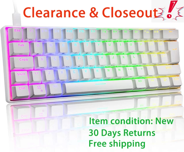 TECLADO MECÁNICO PARA juegos 60% diseño del Reino Unido 61 teclas LED ...