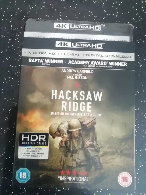 HACKSAW RIDGE (4K UHD Blu-ray/Blu-ray, 2016) New. Cert 15. Incls Slip ...