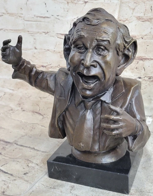 BRONZE SCULPTURE ART Déco Signé Buste President George W.Bush Décor ...