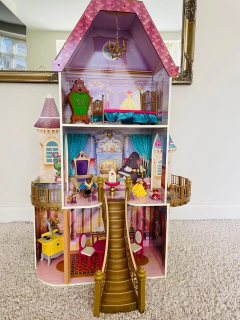 DISNEY PRINCESS BELLE Enchanted Wooden Dollhouse with Furniture £70.00 ...