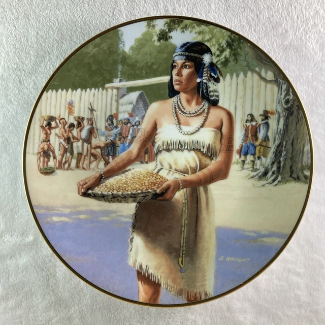 POCAHONTAS PLATE NOBLE American Indian Women Artist David Wright Native ...