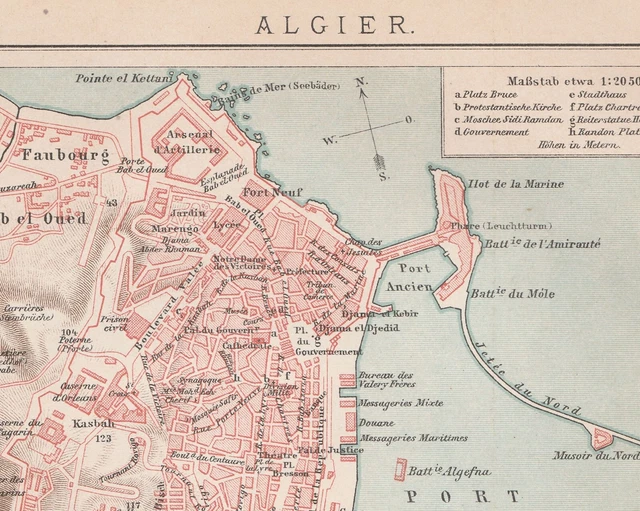 ALGIERS الجزائر al-Jazāʾir year 1894 Original map city plan capital of ALGERIA £7.20 - PicClick UK