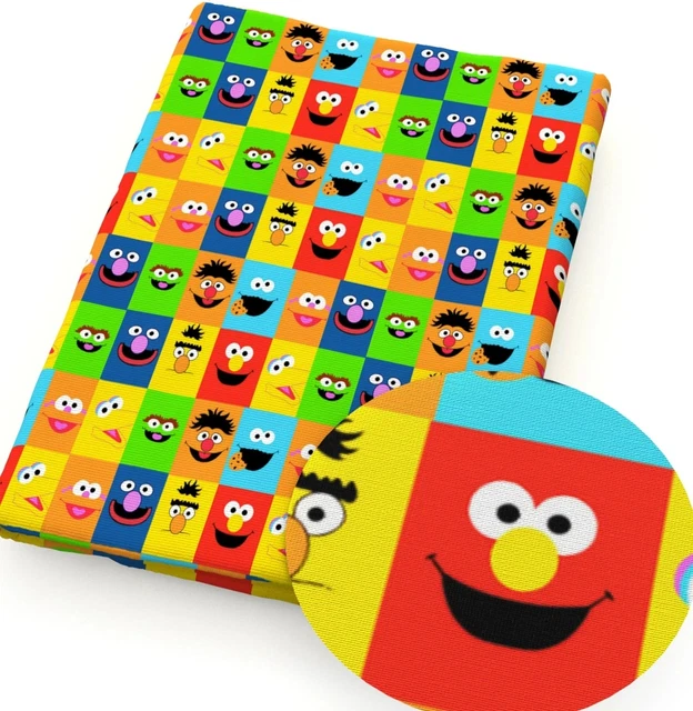 SESAME STREET FURCHESTER Elmo Cookie Monster Cotton Fabric Half Yard ...