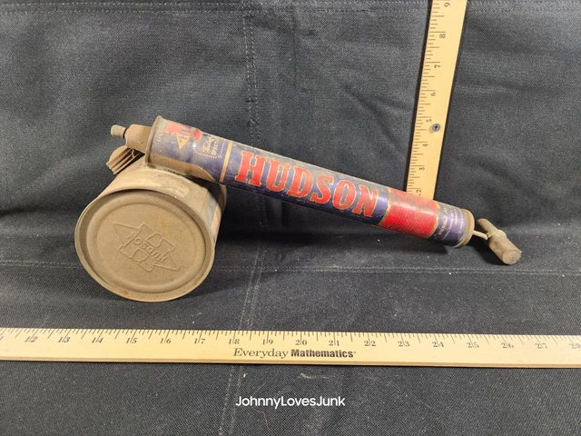 VINTAGE HUDSON AFVERTISING Hand Pump Sprayer/Duster Metal Canister ...