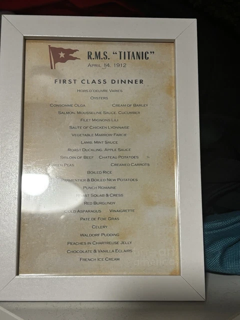 WHITE STAR LINE Titanic first class Dinner Menu 6x4 Print £3.50 ...
