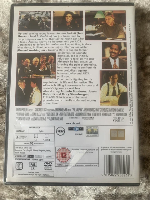 PHILADELPHIA (DVD) TOM Hanks Denzel Washington Roberta Maxwell Buzz New ...