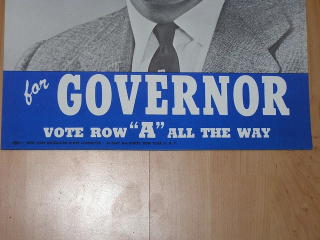 1958-1960 ORIGINAL NELSON Rockefeller For Governor Campaign Poster. NOS ...