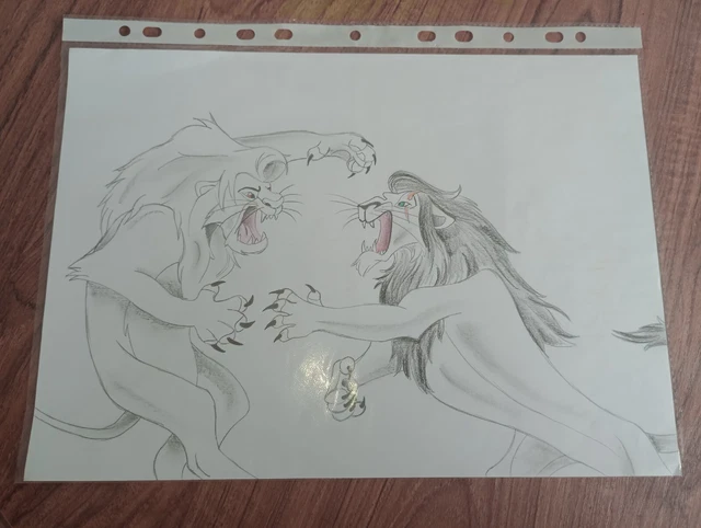 THE LION KING Simba and Scar fight original drawing A4 £25.00 - PicClick UK