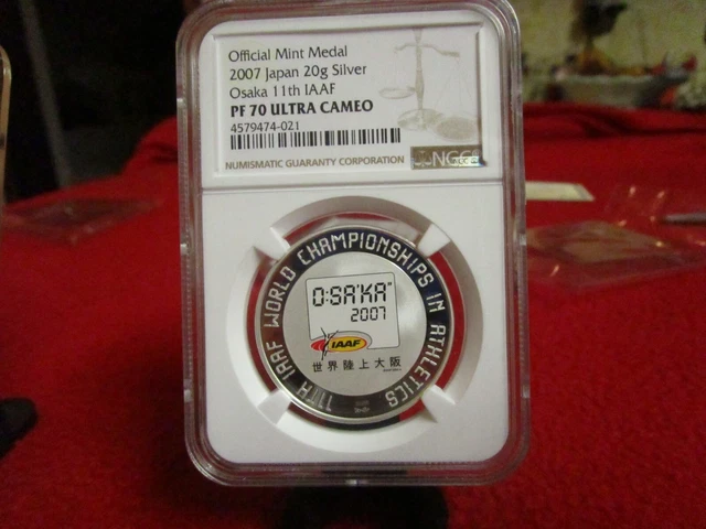 JAPAN 2007 PROOF Coin Osaka Japanese 11th IAAF sports Silver Medal PF70 ...