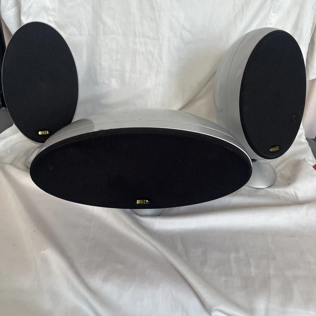 3 KEF HTS 3001 Speakers - Silver - Bookshelf Surround Satellites With ...