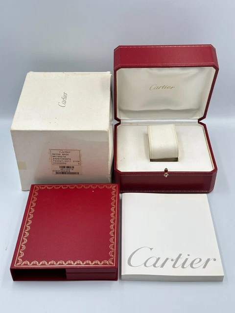 VINTAGE ORIGINE CARTIER Boîte à montre rouge coffret bois cuir Livret ...