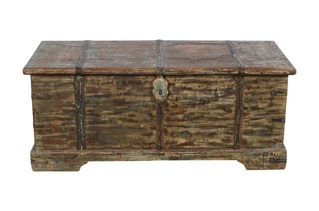 ANTIQUE INDIAN TEAK Wood Surti Coffee Table Chest – 19th Century ...