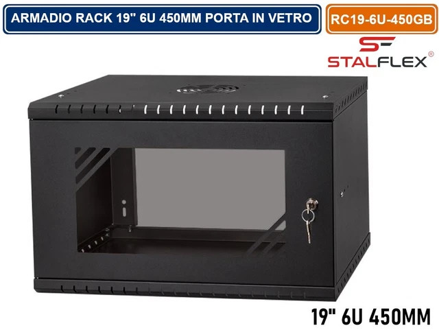 ARMADIO RACK 19& 6U 450Mm A Parete Nero Ral9005 Sportello In Vetro ...