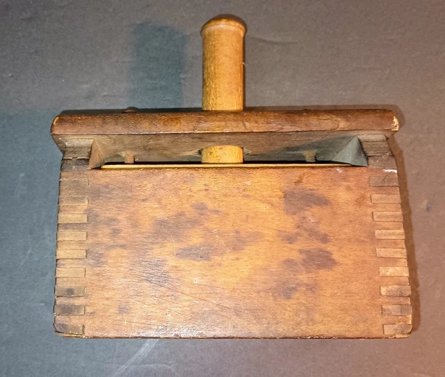 ANTIQUE VINTAGE DOVETAIL Wooden Butter Mold Press Brick Maker 3.25"x6 ...