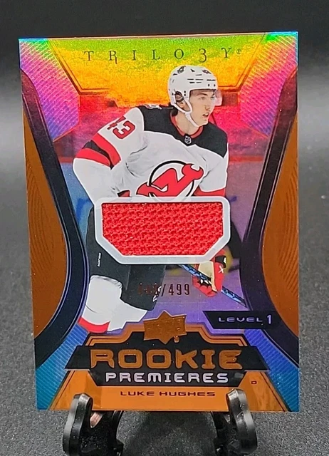 MAGLIETTA 2023-24 PONTE superiore trilogia Luke Hughes Rookie Premiere ...