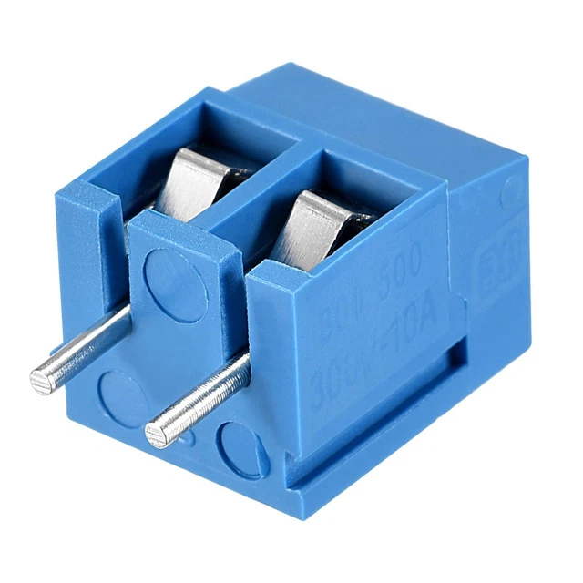 PCB SCREW TERMINAL AC300V 10A 2P 5mm Pitch for Prototype Board Blue 10 ...