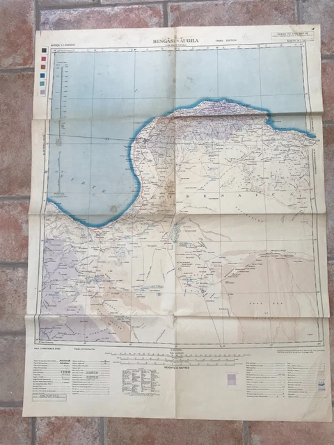 WW2 MILITARY MAP of Bengasi / Augila North Africa reference I-34 RAF £ ...