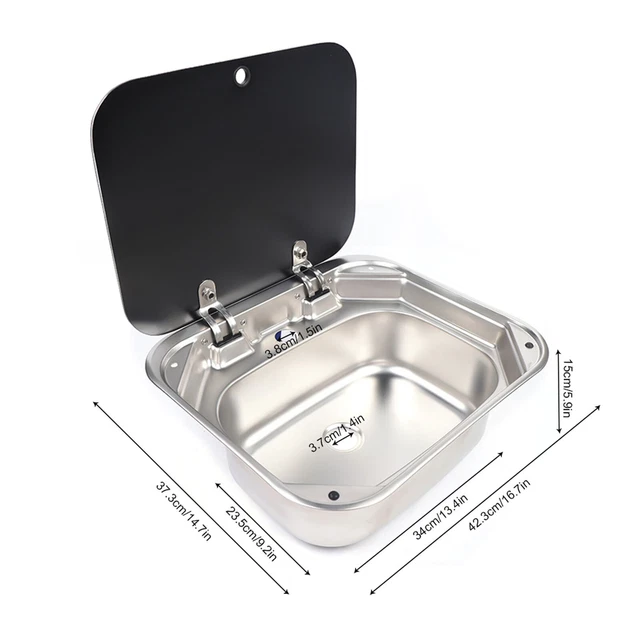 RV CAMPER CARAVAN Sink Stainless Steel Trailer Hand Wash Basin With ...
