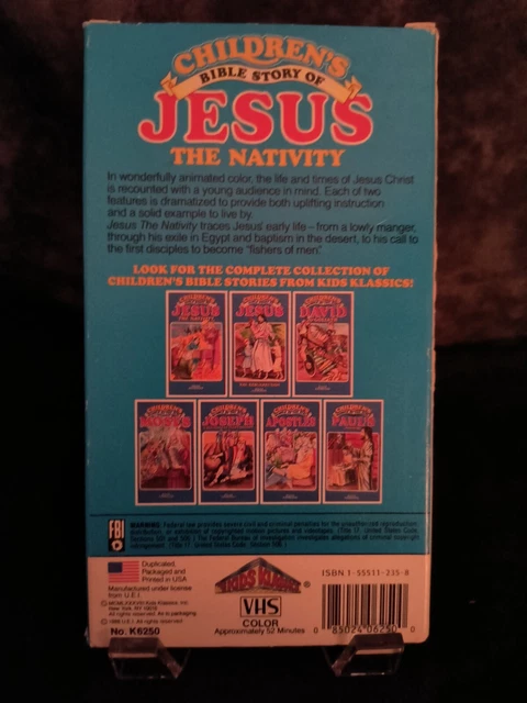 CHILDREN'S BIBLE STORY Of Jesus The Nativity VHS VCR Tape Movie Cartoon ...