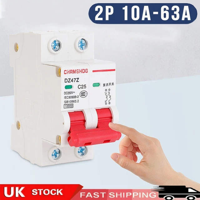DC CIRCUIT BREAKER 500V 2 Pole Double 2P MCB Solar PV 10 16 20 32 40 63 Amp UK £6.19 - PicClick UK