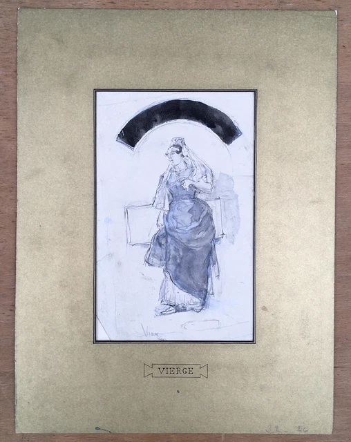 DESSIN ANCIEN AQUARELLE Daniel VIERGE (1851-1904) Portrait Femme ...