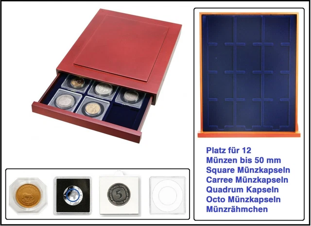 SAFE 6850 NOVA Wood Coin Box 12x50x50mm For Lighthouse Quadrum Coin ...