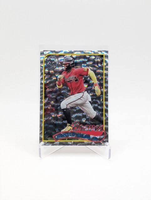 CARTE FEUILLE CRAQUELÉE argent Ronald Acuna Jr 2024 Topps Series 2 1989 ...