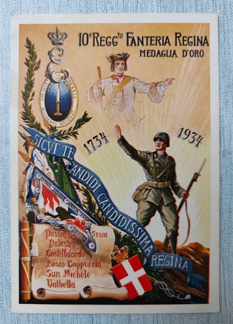 CARTOLINA FASCISMO 1934 Egeo 10 Reggimento Regina Fanteria Medaglia D'oro Boeri EUR 12,00 ...