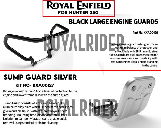 ROYAL ENFIELD LARGE EG & SILVER SUMP GUARD For HUNTER 350 $173.99 ...