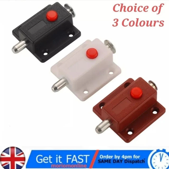 WINDOW CABINET PUSH Button Spring Loaded Automatic Door Bolt Latch ...
