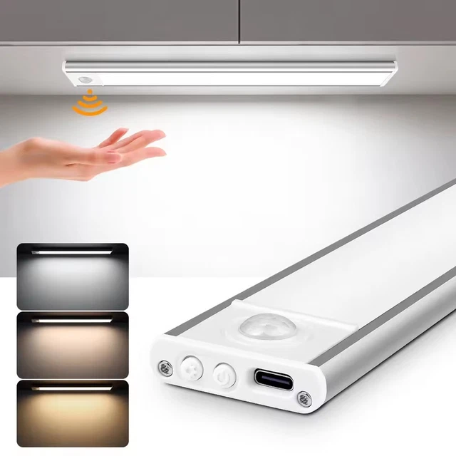 USB RECHARGEABLE LED Light Bar Motion Sensor Magnetic Closet Cabinet ...